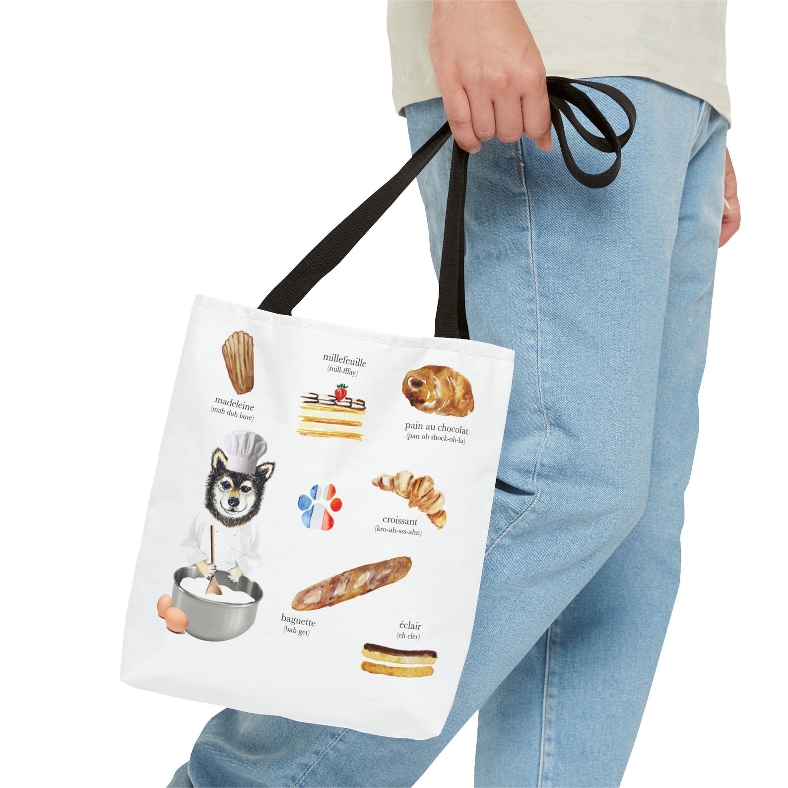Totestheshiba Paris Boulanger baker and Baguette Tote Bag AOP - Etsy