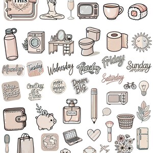 56 Aesthetic Digital Planner Stickers | Goodnotes, PNG, Transparent ...