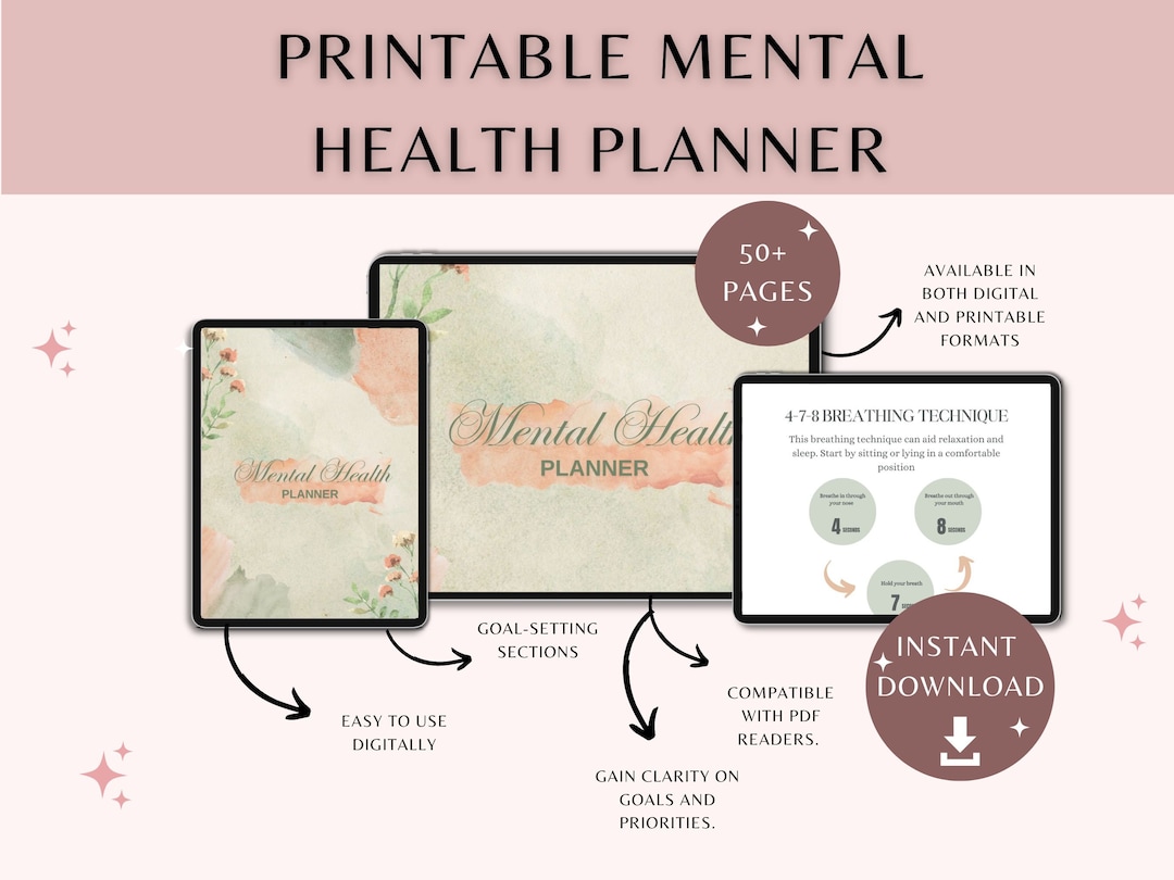 Mental Health Planner Printable | Calm Your Mind Journal Digital ...