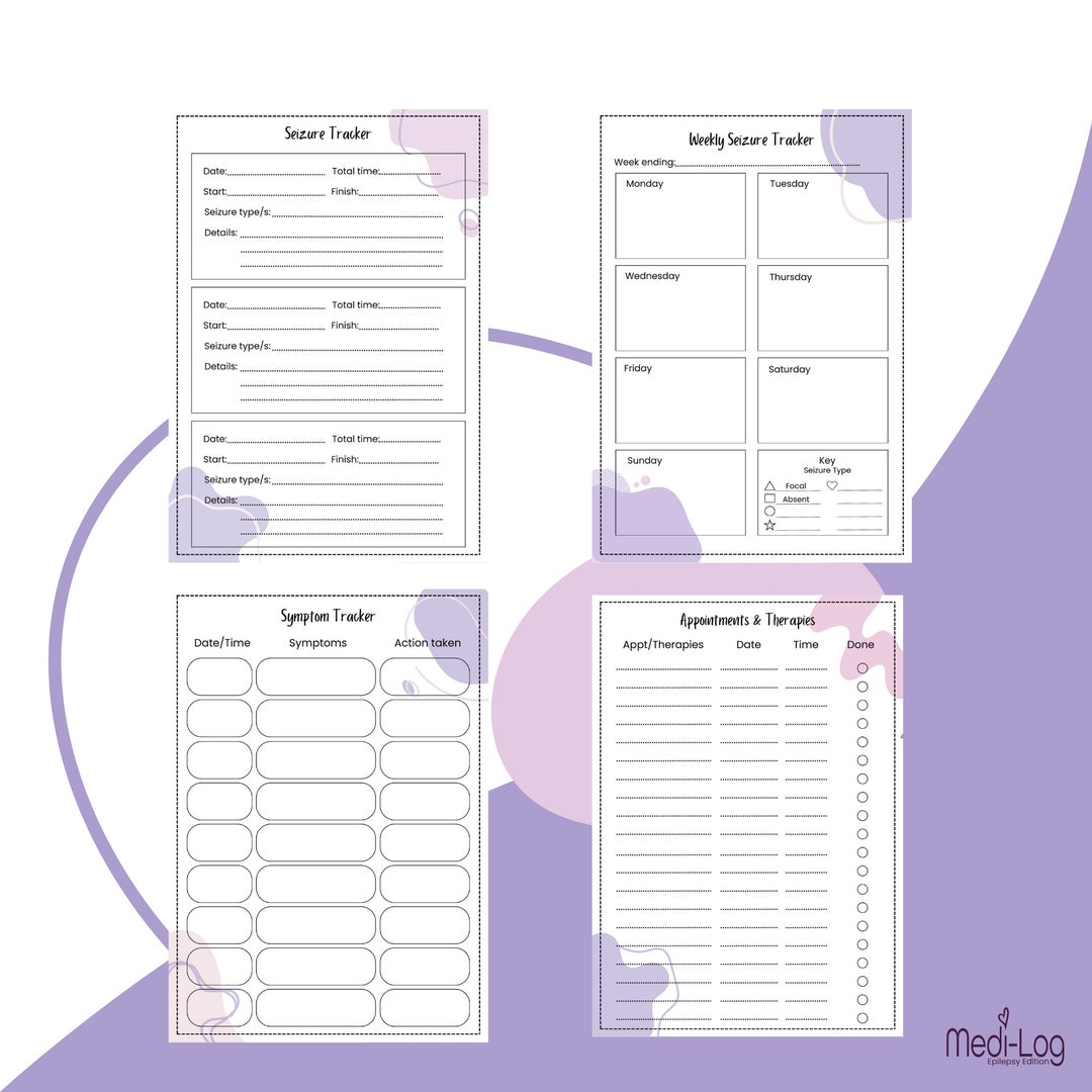 Epilepsy Edition Medi-log A4 A5 Printable Template Bundle Seizure ...