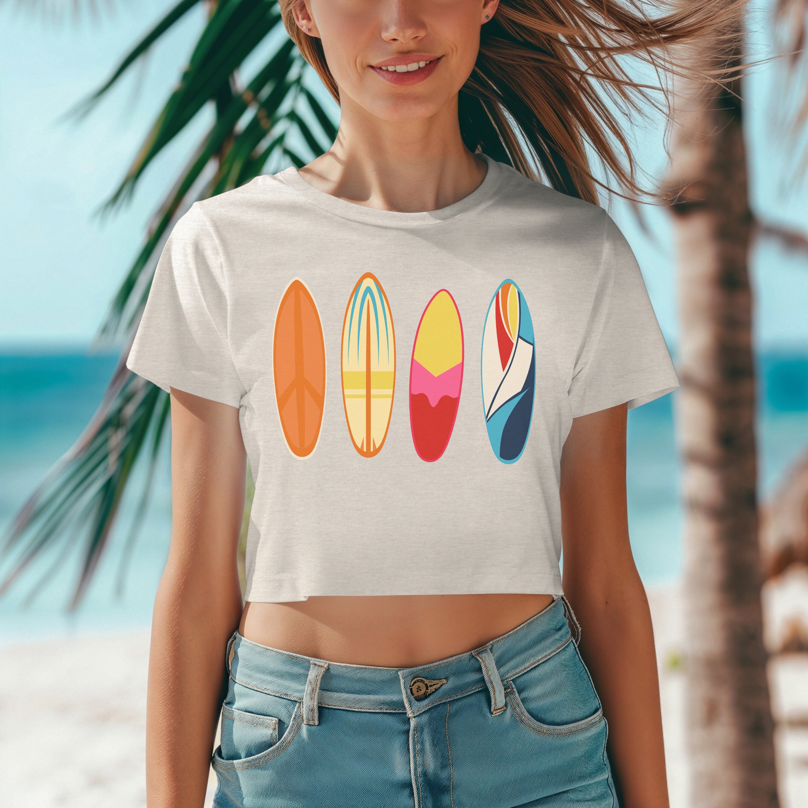 Preppy Surf Crop Top VSCO Girl Beachy Tshirt Preppy Clothes Teens Surf ...