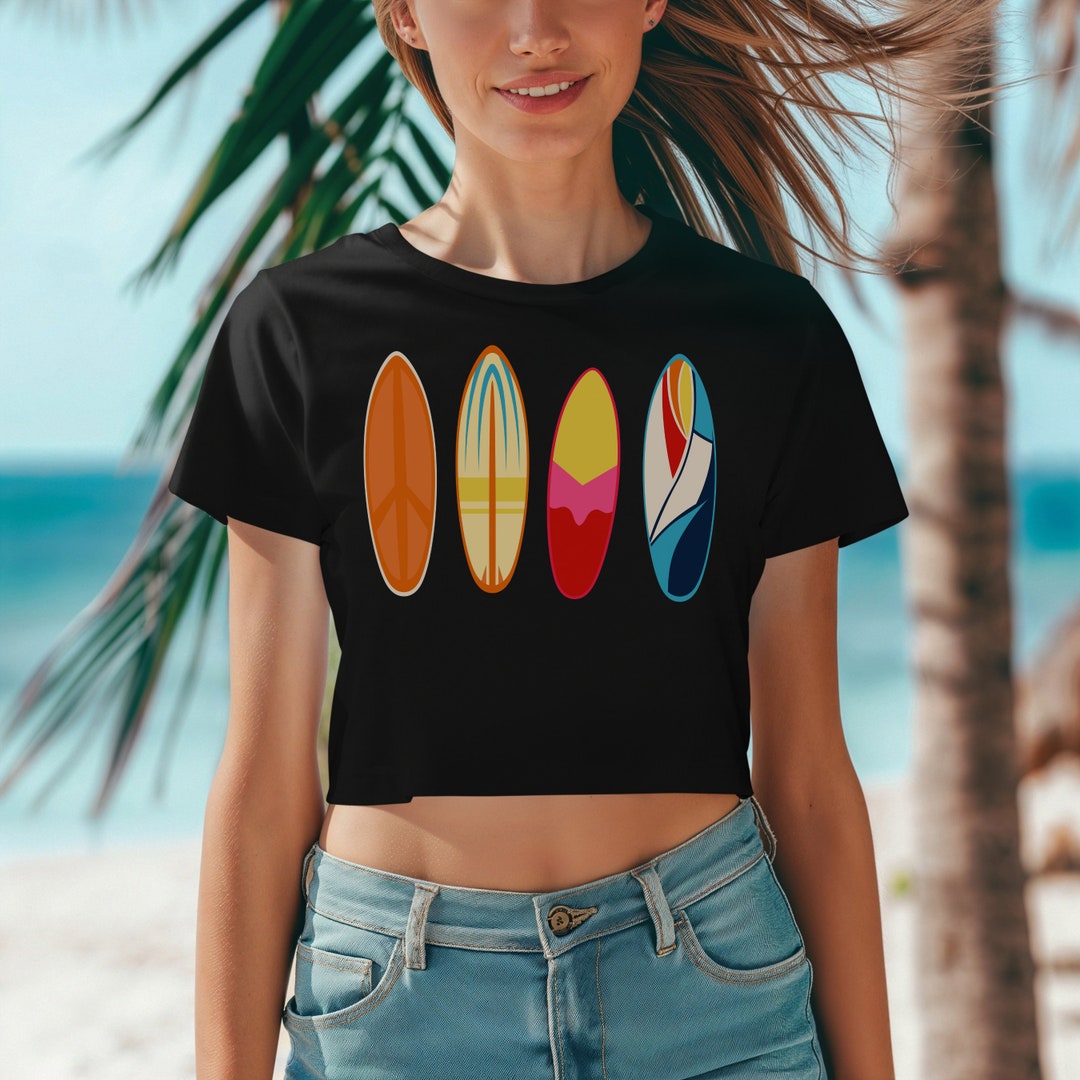 Preppy Surf Crop Top VSCO Girl Beachy Tshirt Preppy Clothes Teens Surf ...