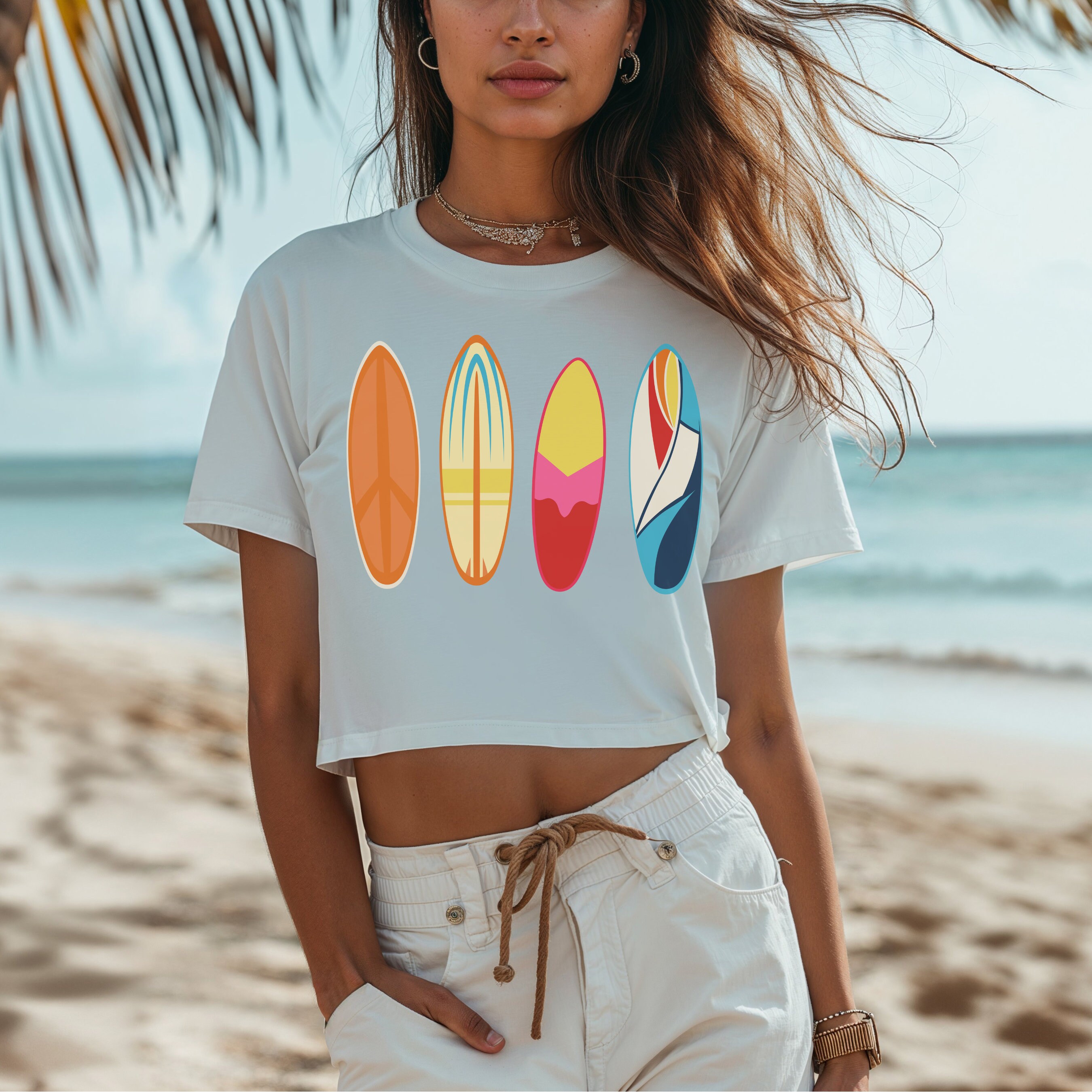 Preppy Surf Crop Top VSCO Girl Beachy Tshirt Preppy Clothes Teens Surf ...