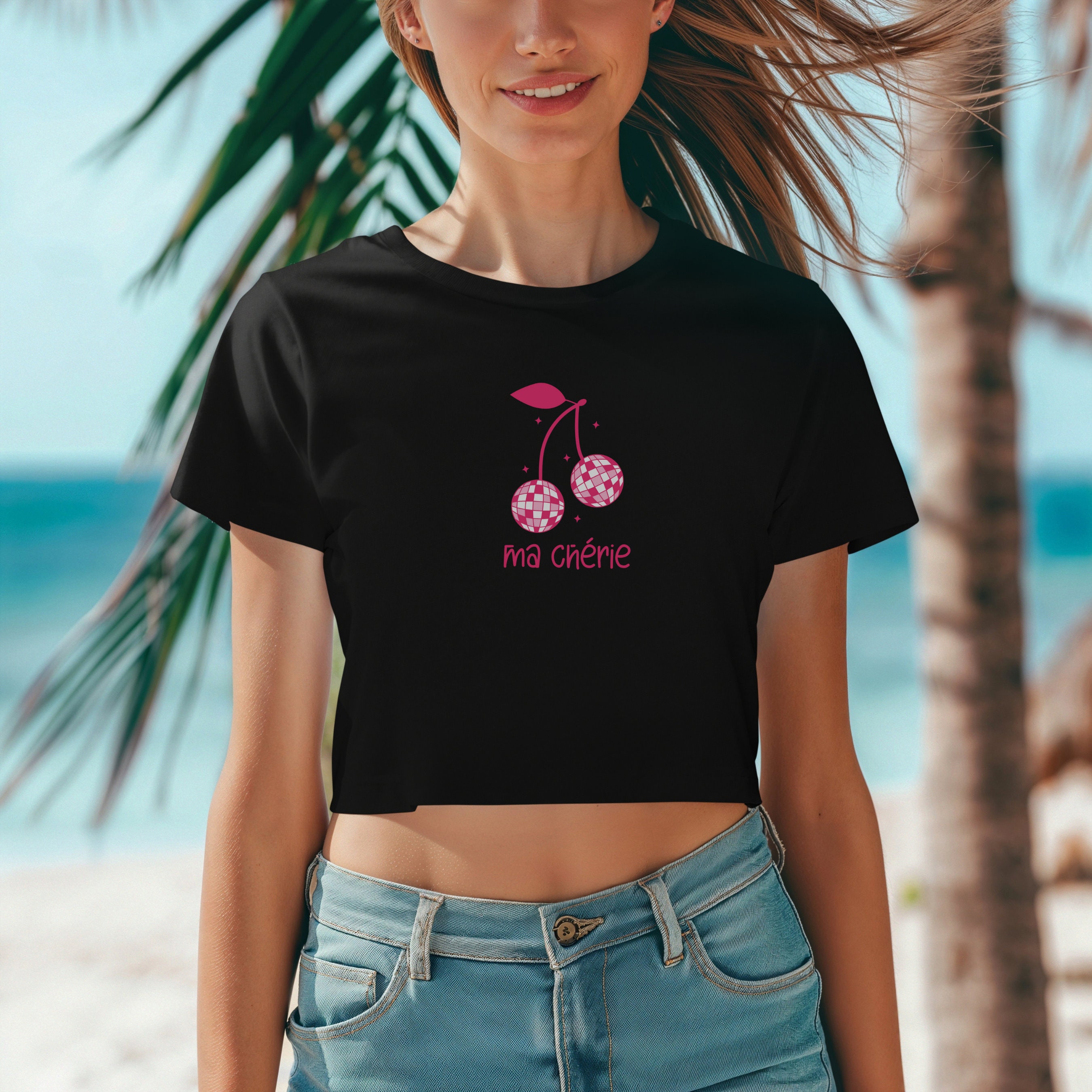 Cherry Crop Top Girl Beachy Tshirt Preppy Clothes Teens French Girl ...
