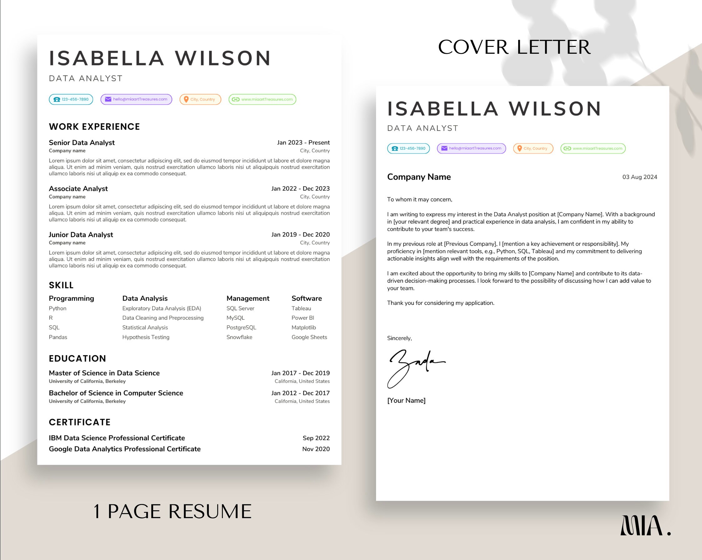 Resume Template, Professional CV Design, Applicant Tracking System ...