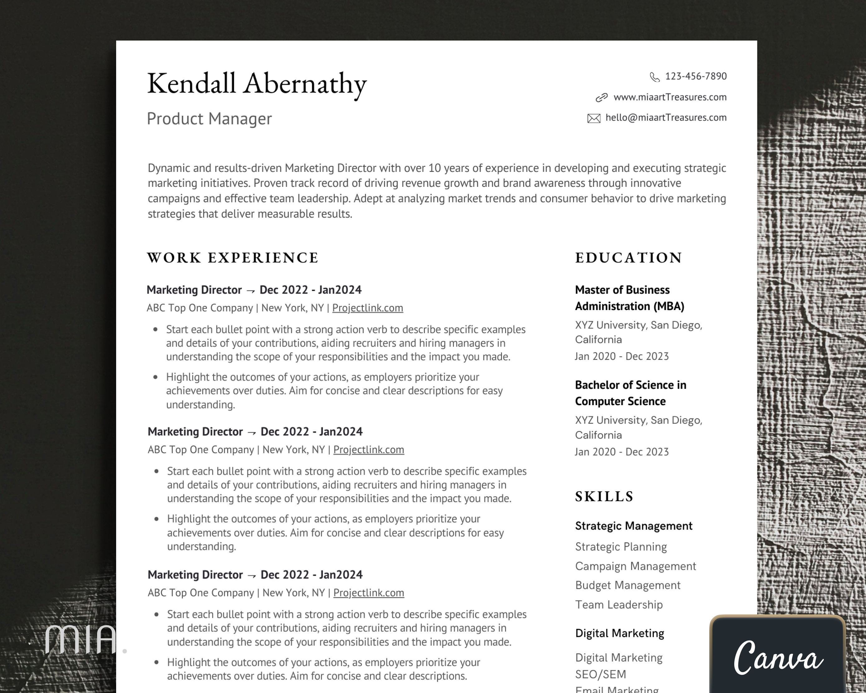 Tailored Ats-optimized Resume Template: Professional Minimalist Design ...