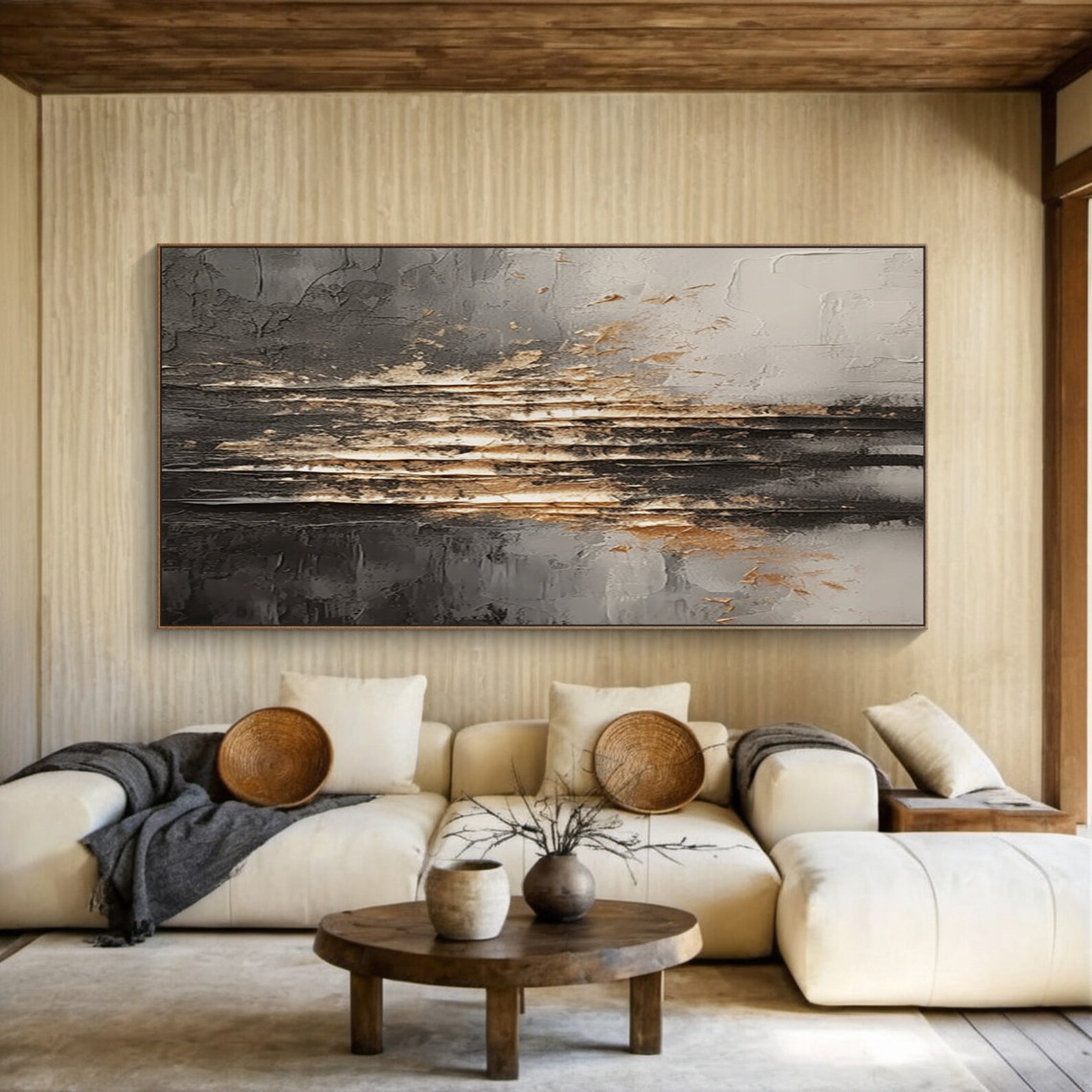 Minimalist Wall Painting, Abstract Canvas Wall Painting, 3D Textured ...