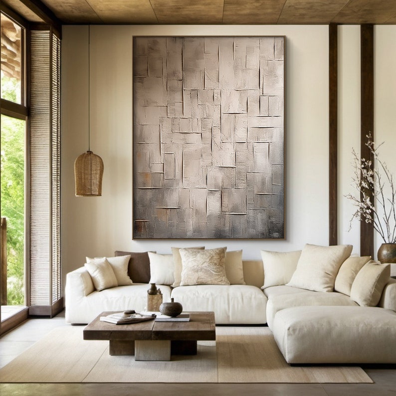 Beige Brown Wabi-sabi Wall Art,beige Brown Abstract Texture Painting ...
