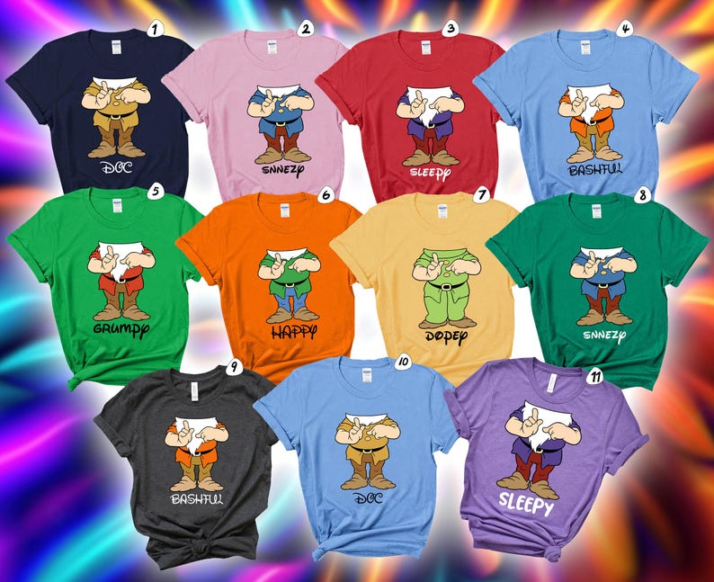 Custom Seven Dwarfs Shirts, 7 Dwarf Family Shirts, Family Matching ...