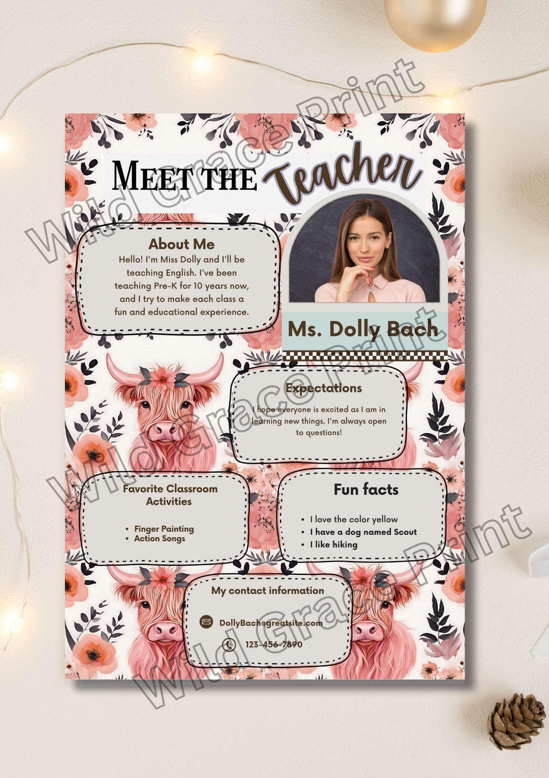 Editable Highland Cow Meet the Teacher and Classroom Newsletter ...