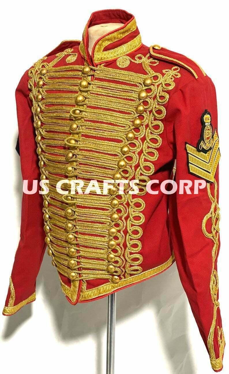 Red Napoleonic Jimmie Hendrix Military Style Tunic Plessie Hussar ...