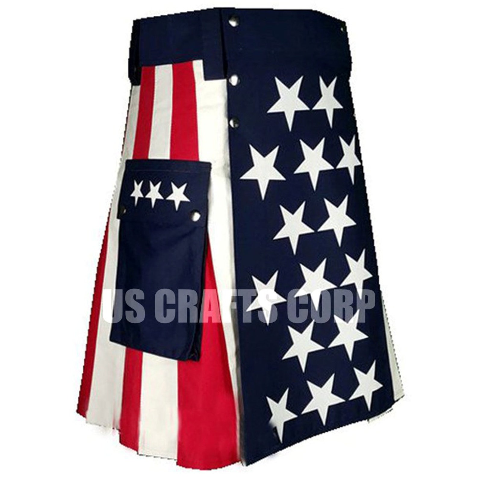 Men's USA Flag Hybrid Utility Kilt American Patriotic Kilts Scottish ...