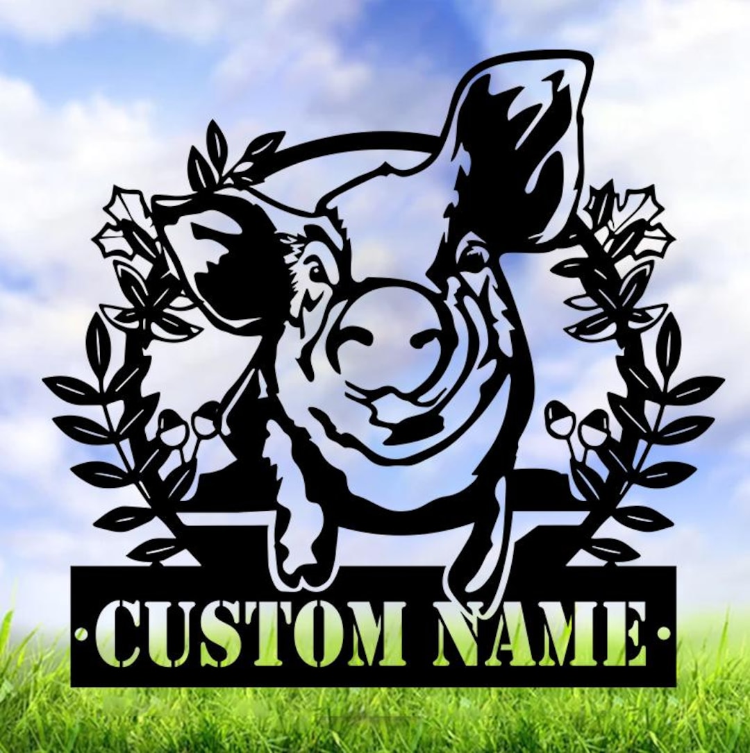 Custom Pig Metal Sign, Pig Wall Art, Pig Decor, Pig Farm Sign, Farmer ...