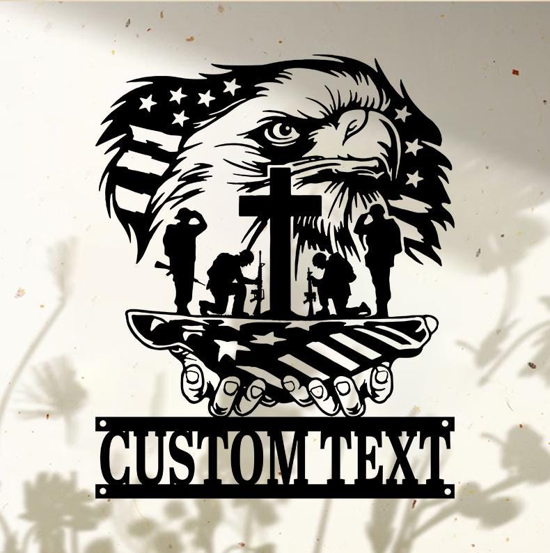 Custom US Eagle Soldier Kneeling Metal Wall Art,soldier Military Metal ...