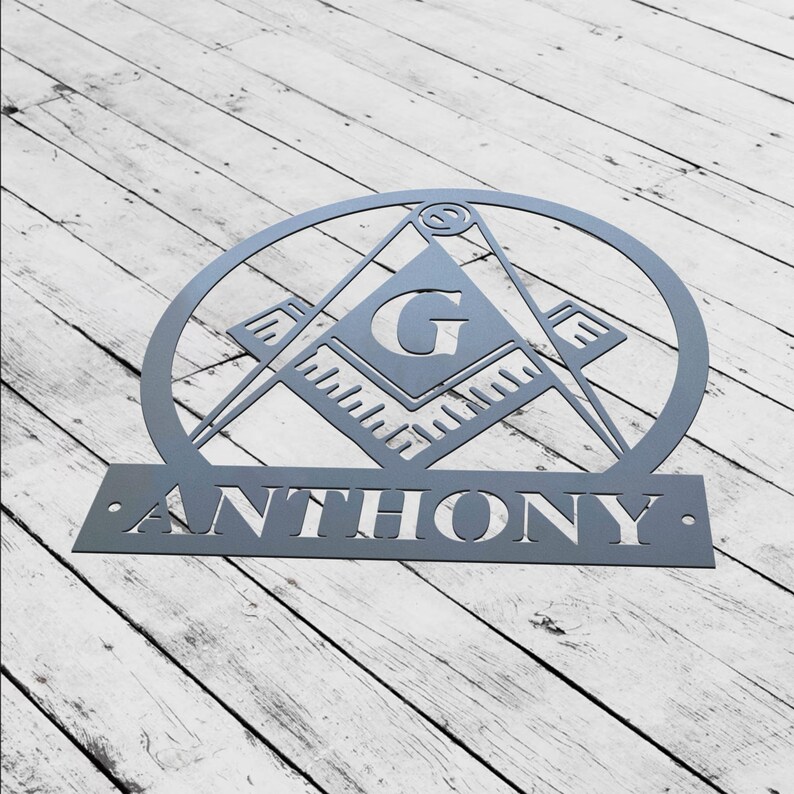 Masonic Square and Compass Metal Wall Custom Name, Masonic Name Sign ...