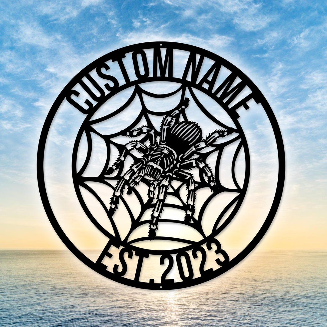 Custom Tarantula Metal Wall Art Spider Metal Sign Spiderweb Name Sign ...