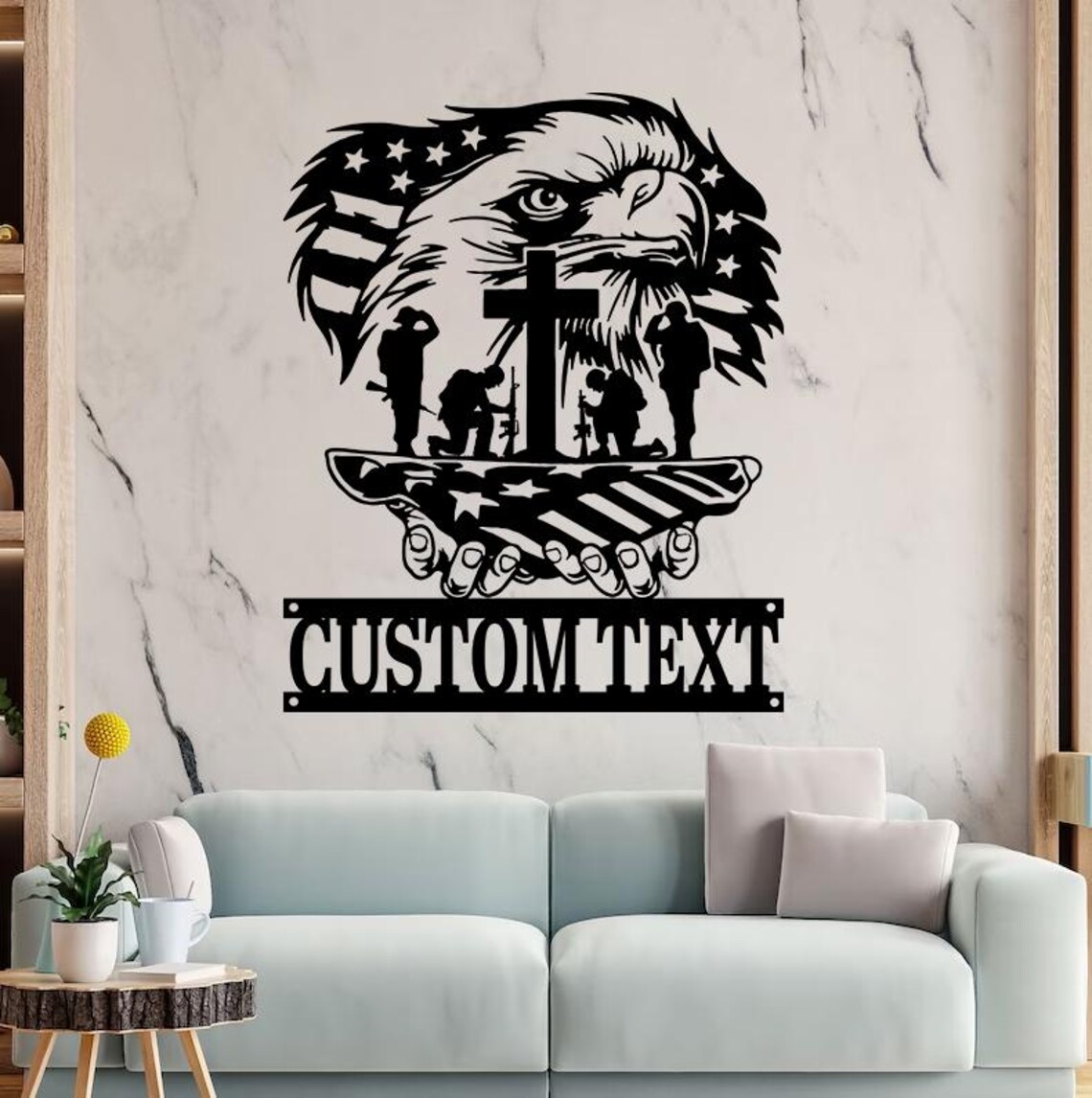 Custom US Eagle Soldier Kneeling Metal Wall Art,soldier Military Metal ...