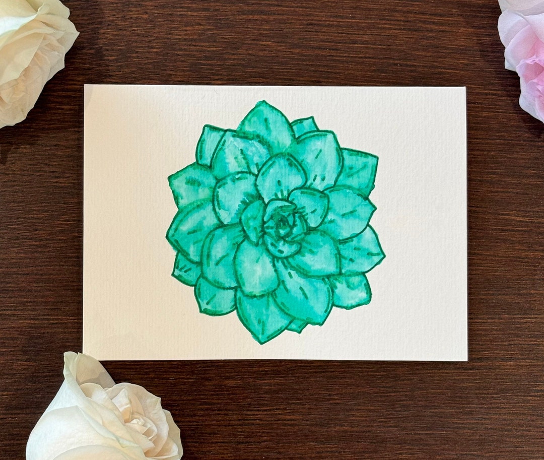 Succulent Water Color Card - Etsy