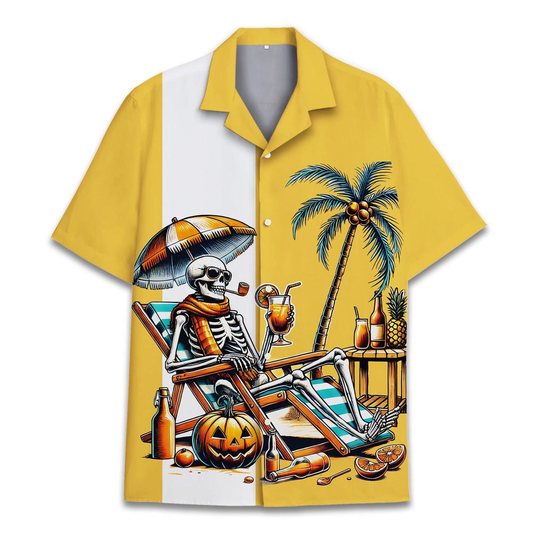 Skeleton Hawaiian Shirts for Men Women, Coconut Tree Skeleton Shirt Men ...
