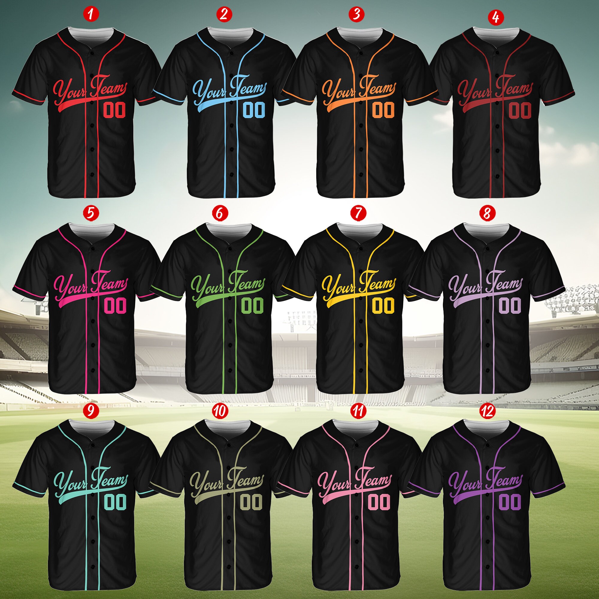 Personalized Team Name and Number Baseball Jersey, Custom Name Baseball ...