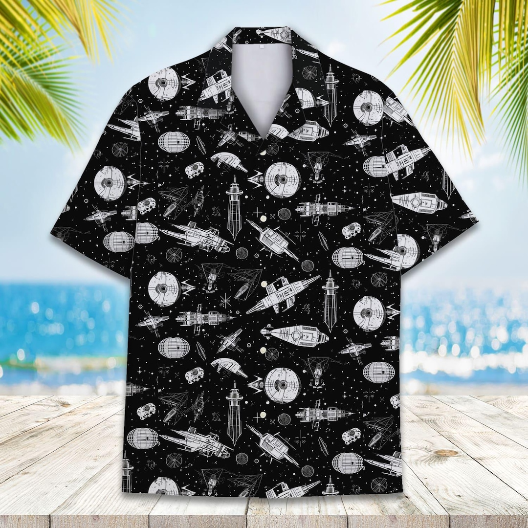 Retro Sci-fi Spaceship Hawaiian Shirt Men Women, Vintage Outer Space ...