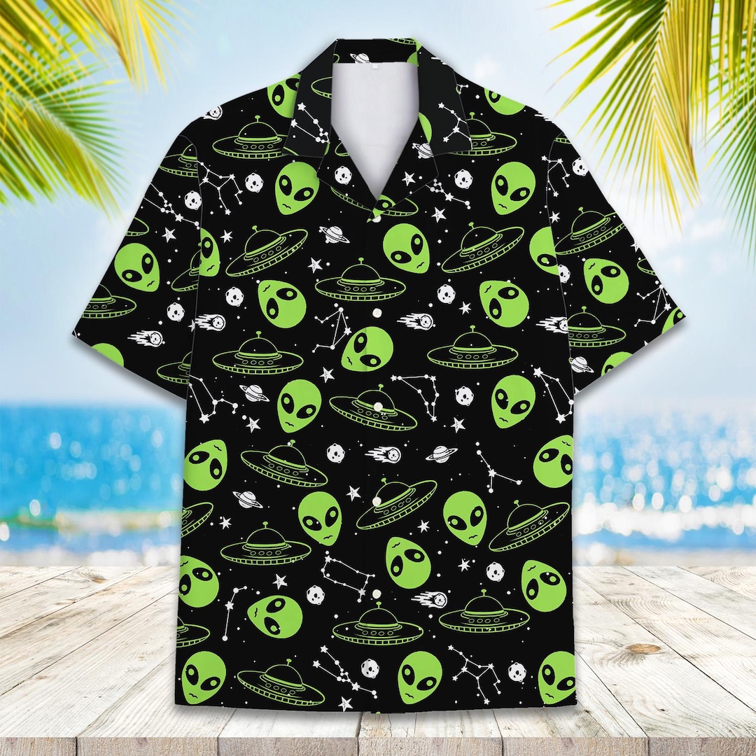 Space Alien Hawaiian Shirt Men Women Kid Youth, Alien & Ufos Hawaiian ...