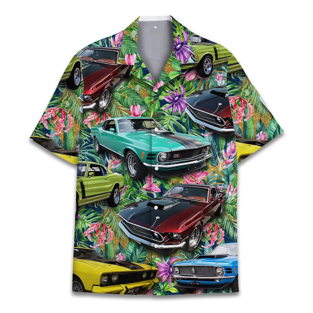 Tropical Muscle Car Hawaiian Shirt Men Women, Vintage Car Hawaiian ...