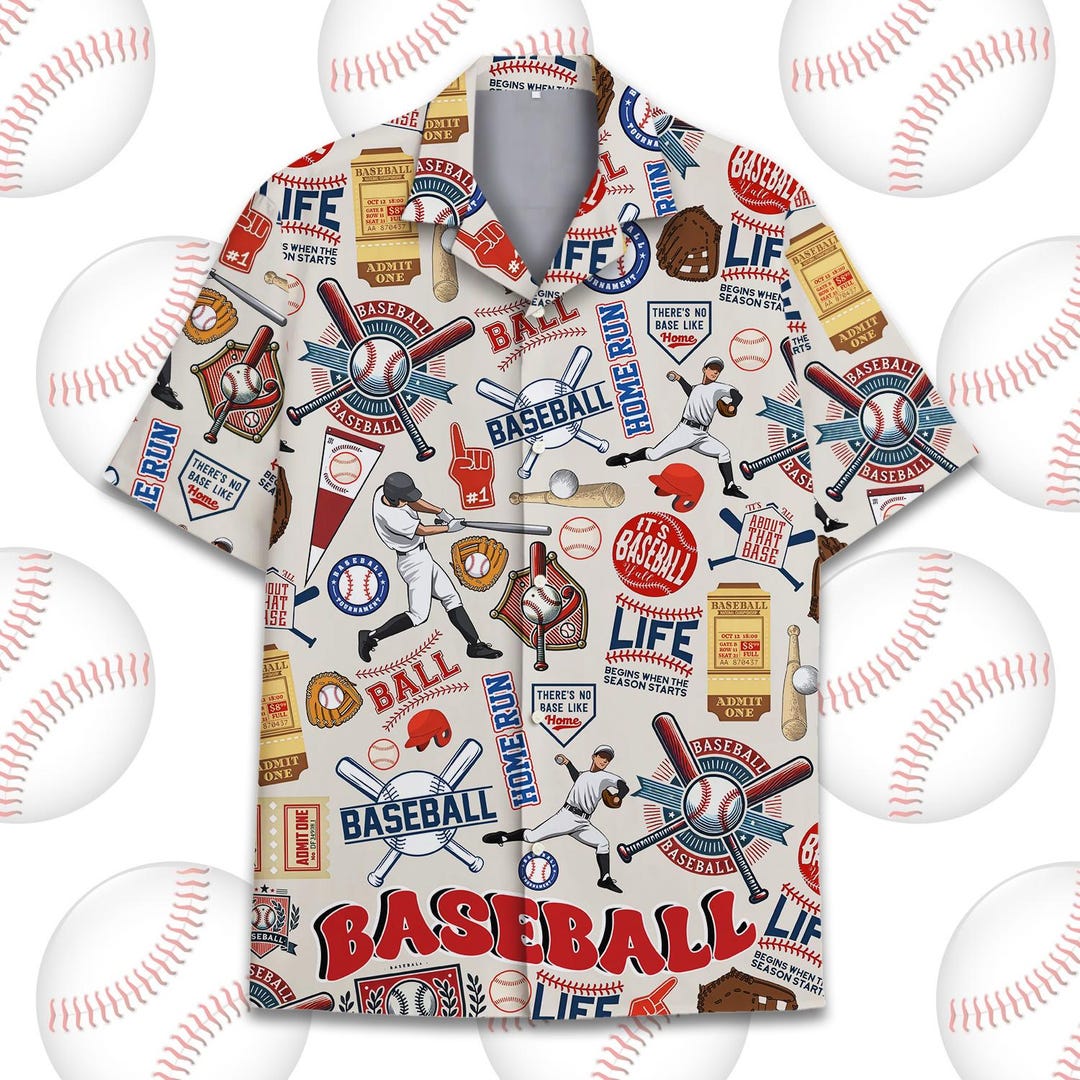 Vintage Baseball Hawaiian Shirt for Men Women Youth, Retro Summer ...