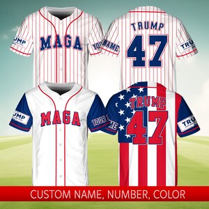 Personalized MAGA Baseball Jersey, Custom Name Trump Baseball Jersey ...