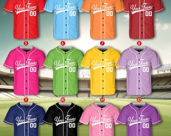 Personalized Team Name and Number Baseball Jersey, Custom Name Baseball ...
