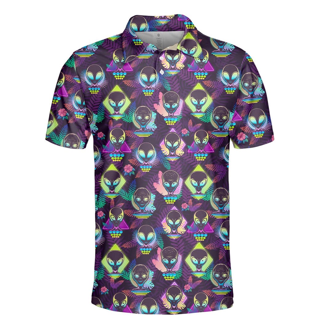 Neon Alien Polo Shirt, Colorful Space Themed Polo Shirt, Fun and Unique ...