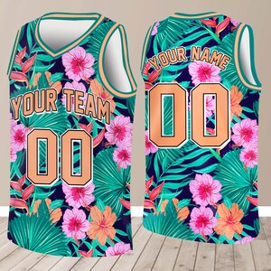 Personalized Tropical Basketball Jersey Team Name & Number, Custom ...