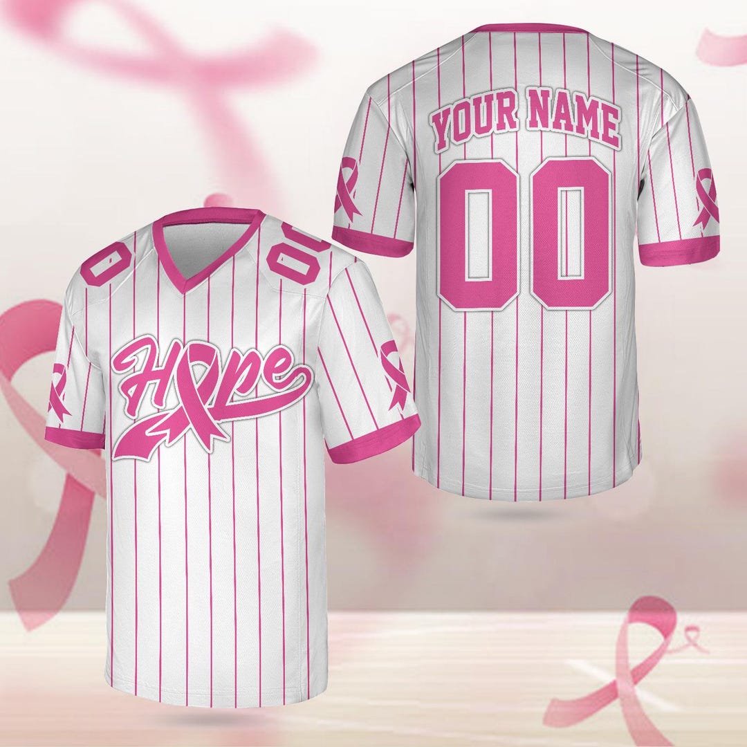Custom Name Breast Cancer Football Jersey, Personalized Breast Cancer ...