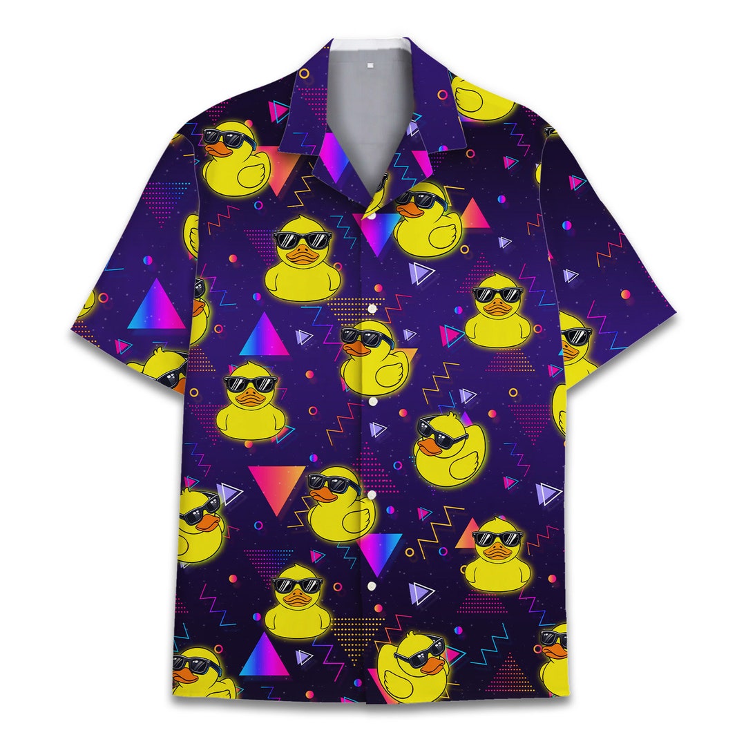 Retro Duck Hawaiian Shirts for Men Women, Aloha Summer Beach Duck Shirt ...