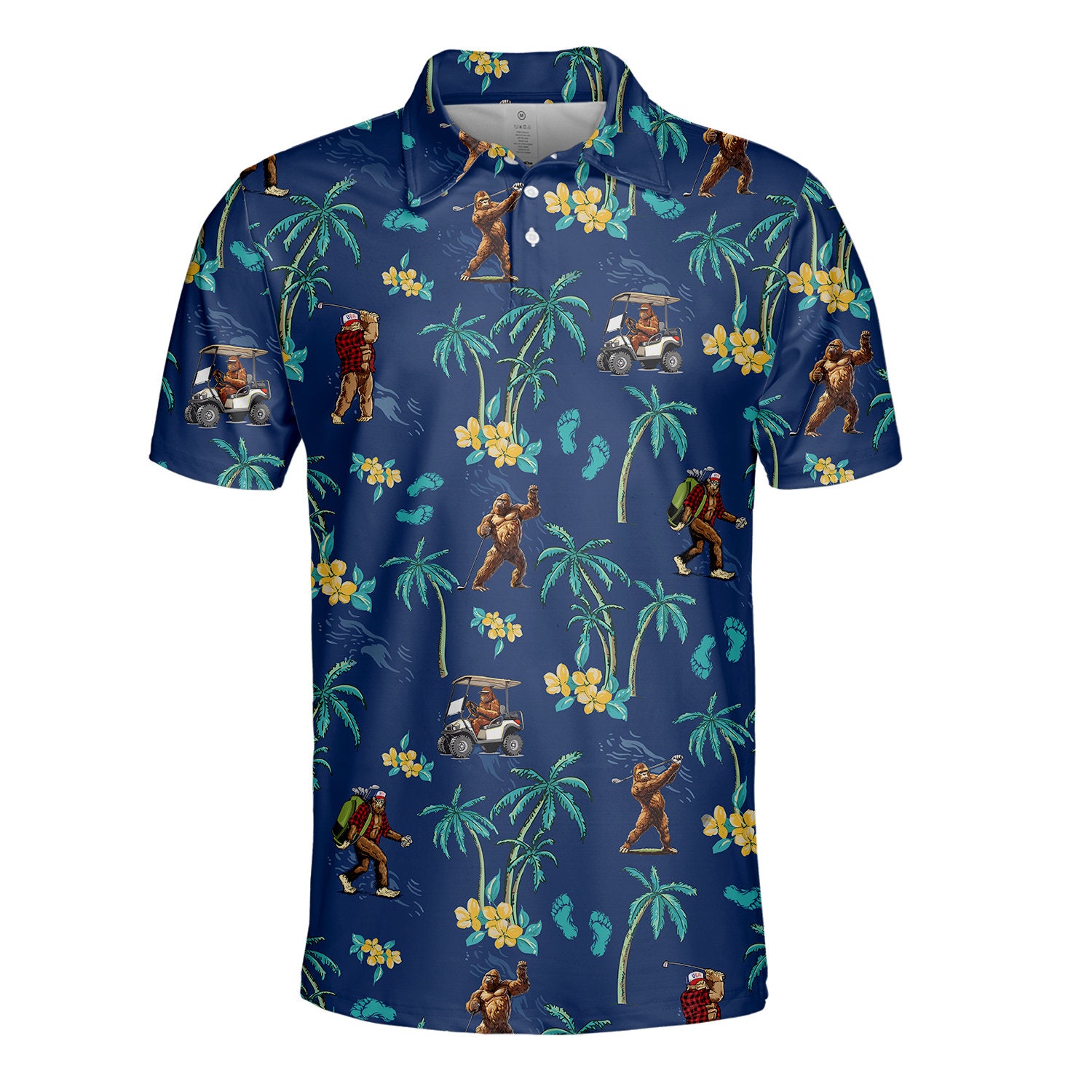 Bigfoot Golf Polo Shirts for Men, Bigfoot Sasquatch Golf Player Short ...