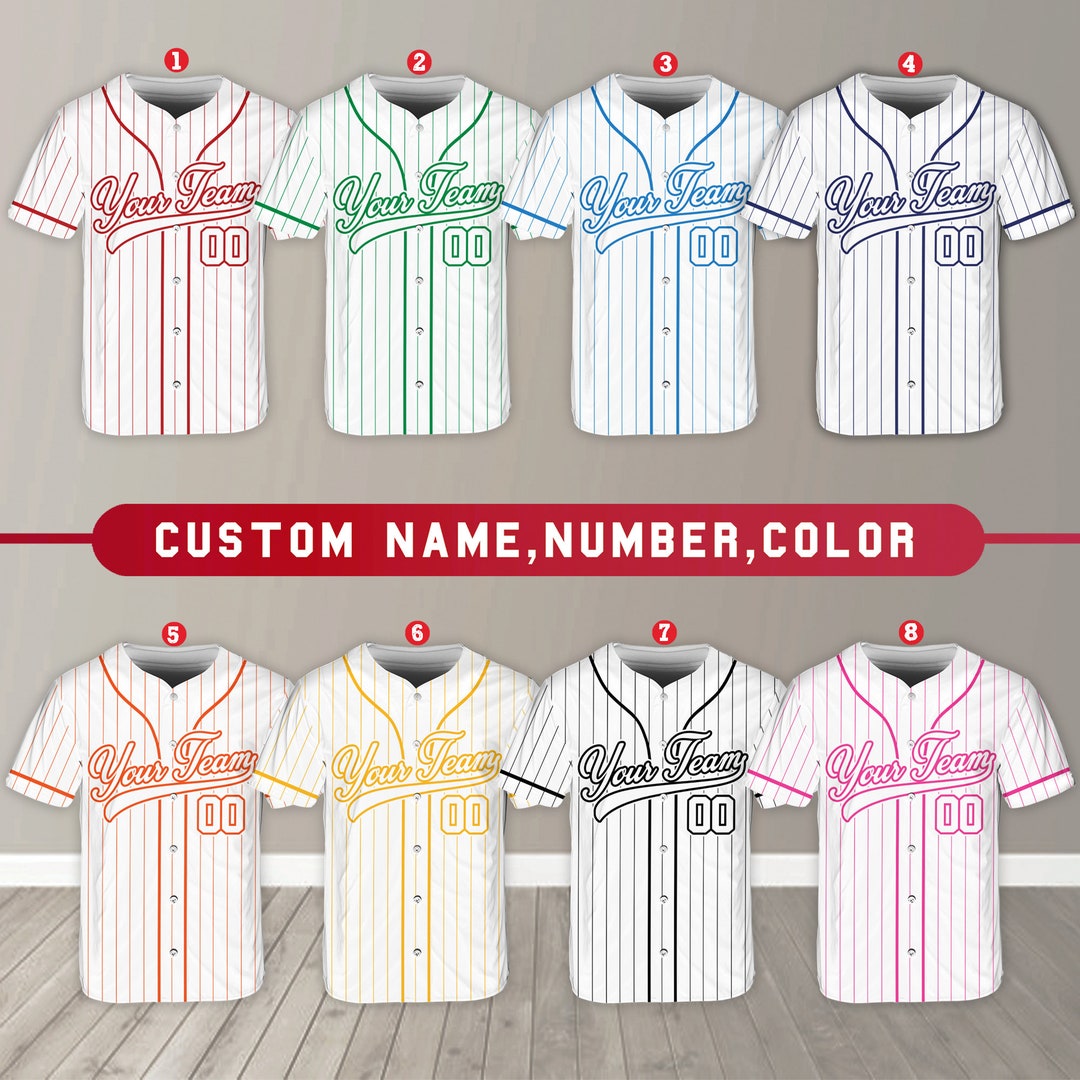 Personalized Team Name and Number Baseball Jersey, Custom Name Baseball ...