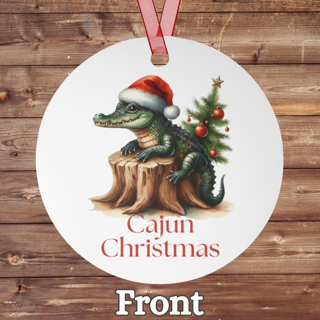 Cajun Christmas Alligator Xmas Ornament Double-sided Metal Ornament ...