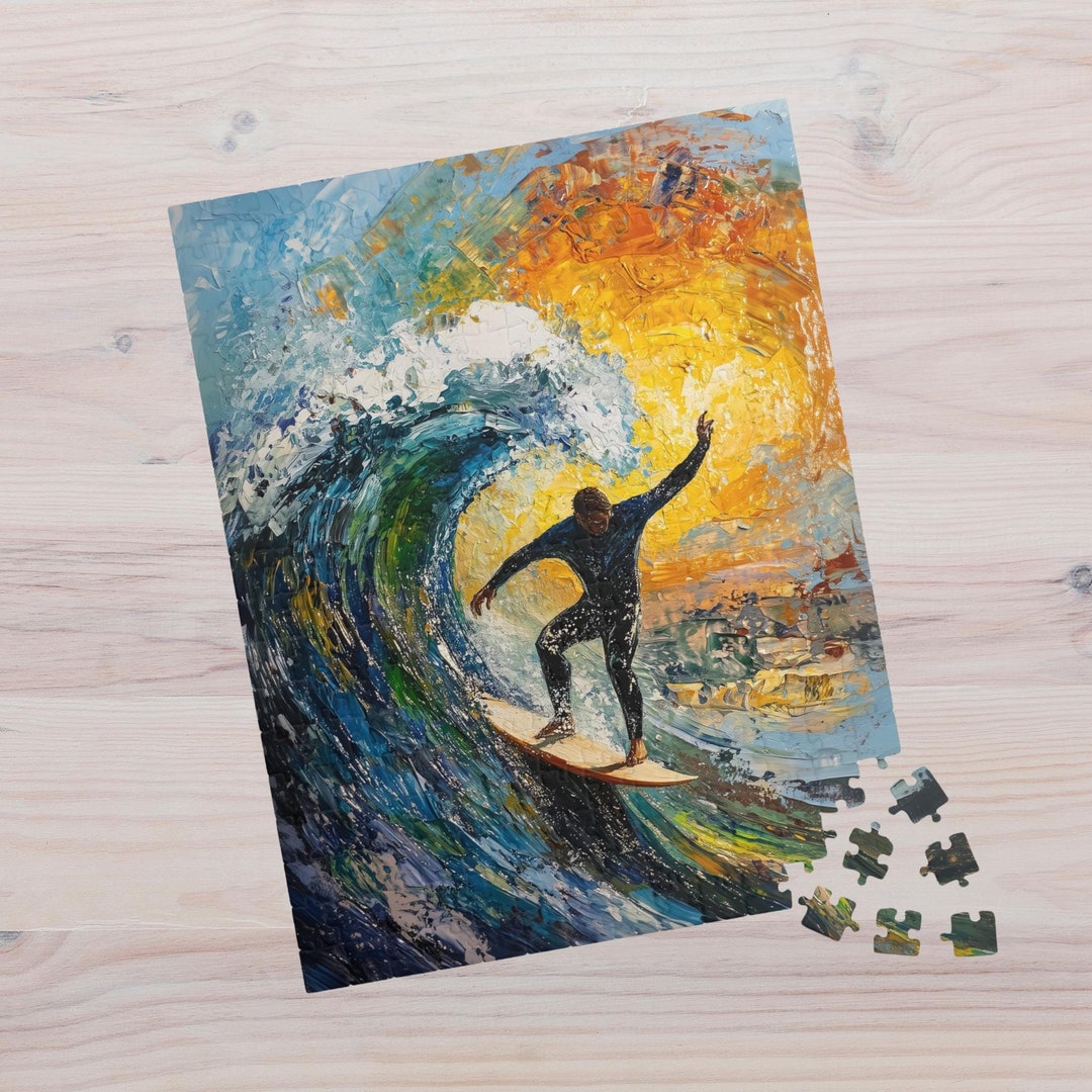 Surfer on a Wave Van Gogh-inspired Surfing Jigsaw Puzzle (110, 252, 520 ...