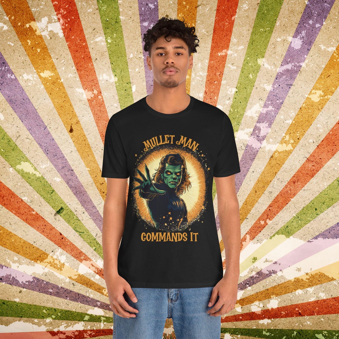 Mullet Man Superhero T-shirt for Comic Lover Halloween Trick or Treat ...