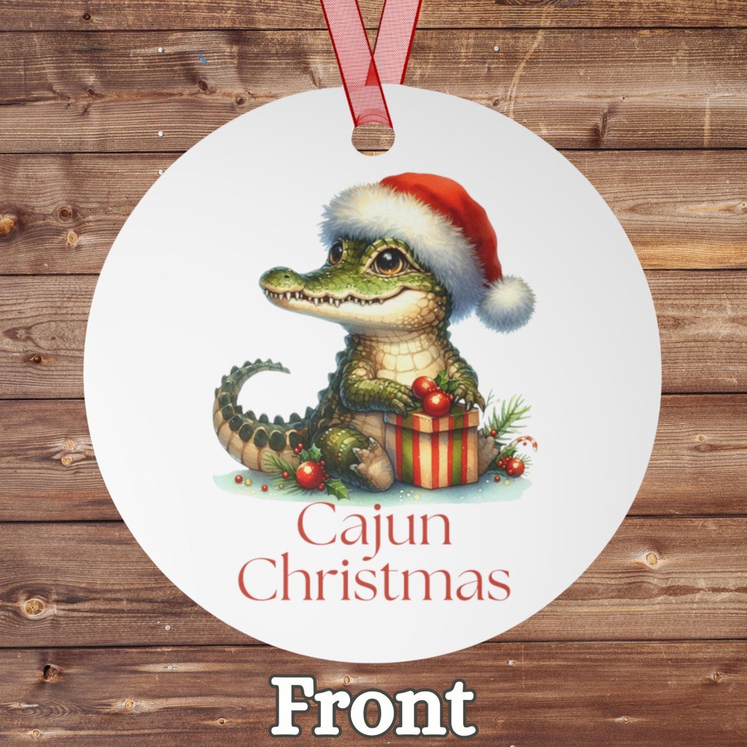 Cajun Christmas Alligator Xmas Ornament Double-sided Metal Ornament ...