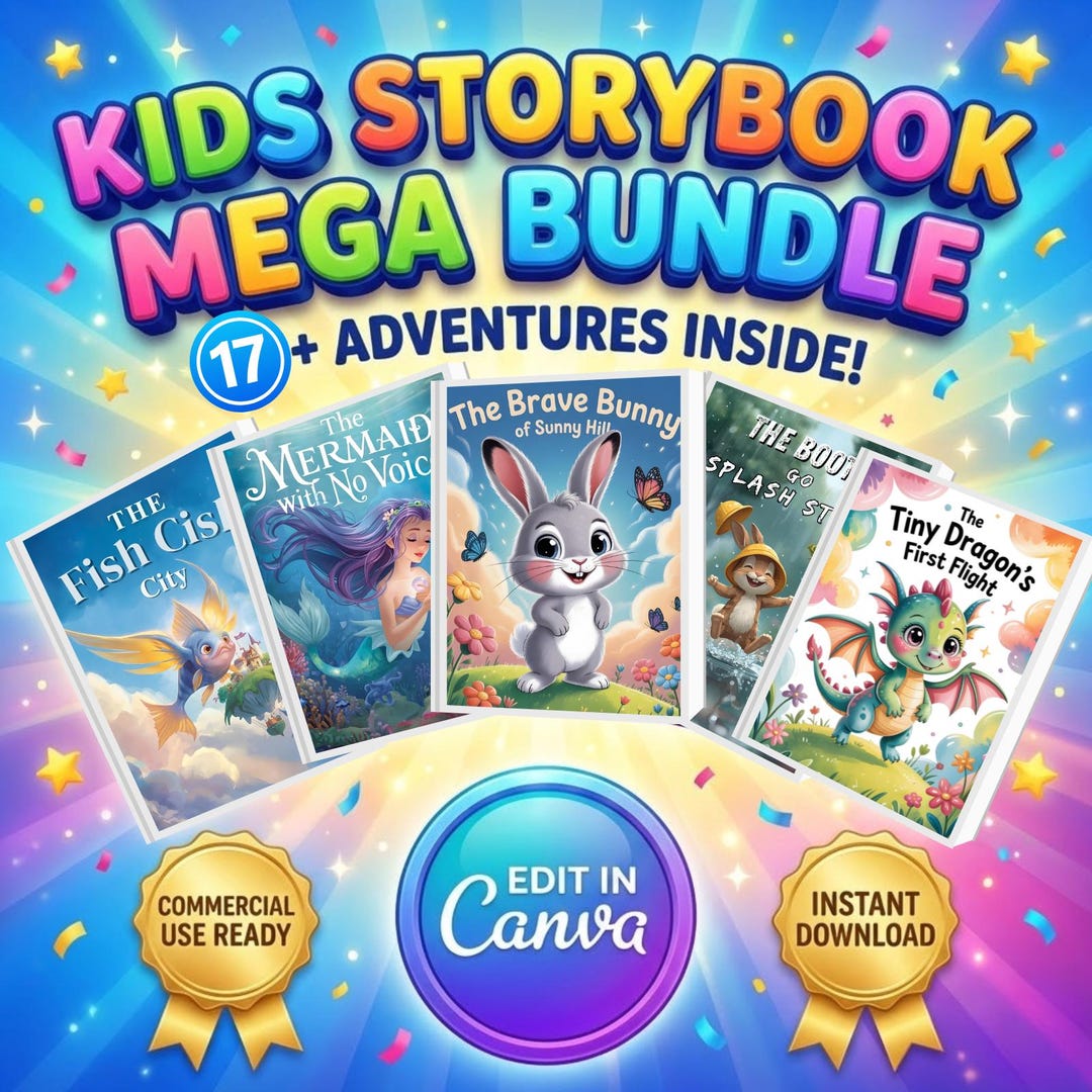 17 Editable Kids Book Bundle | Canva Template KDP Interior | Commercial ...