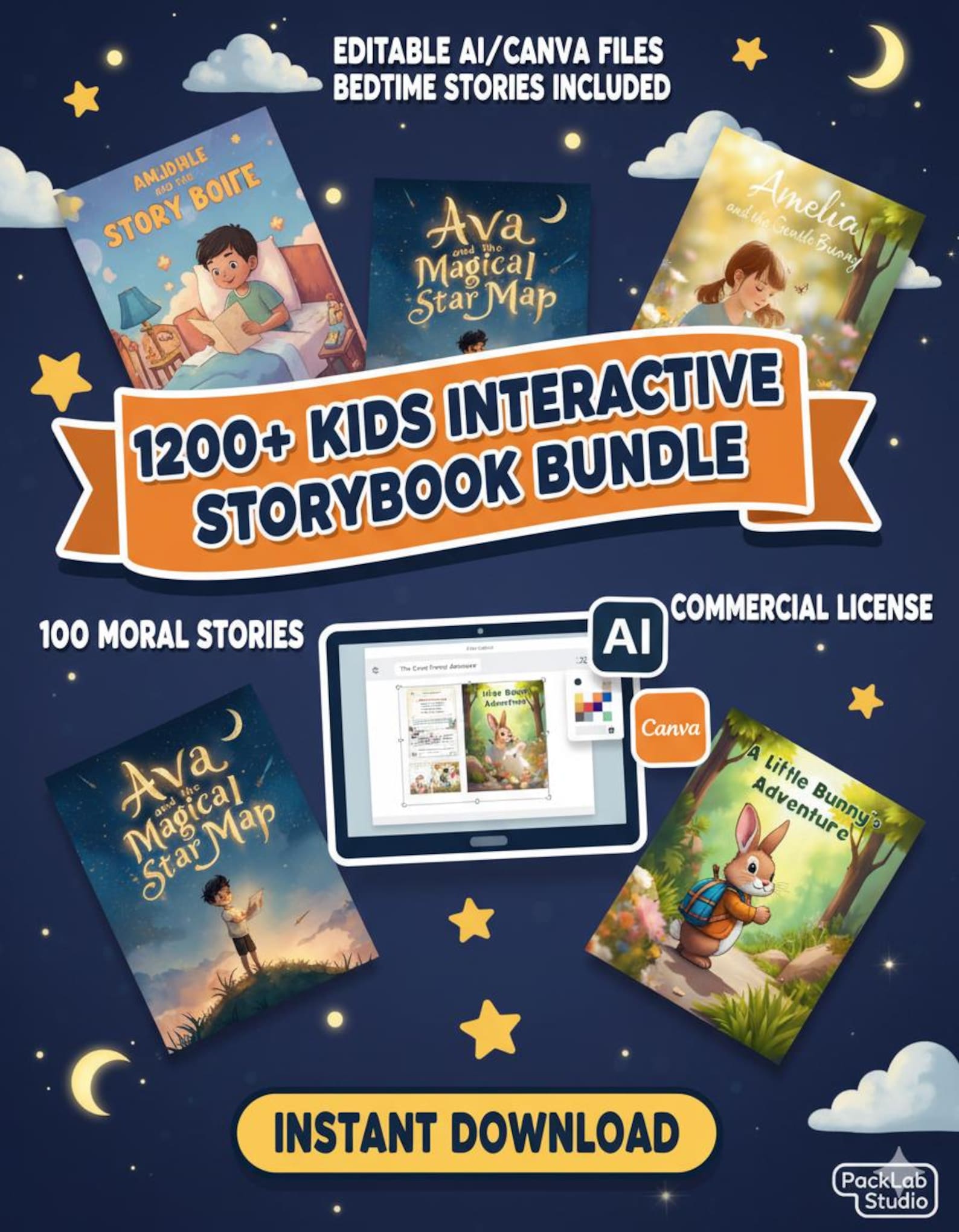 1200+ Kids Interactive Storybook Bundle | Editable KDP Interior (ai ...