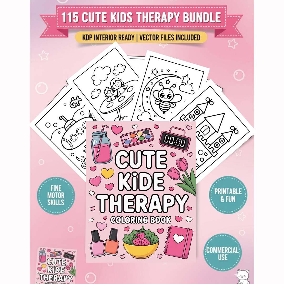 115 Cute Kids Therapy Coloring Book (3-8 Yrs) | Fun Art, Fine Motor ...