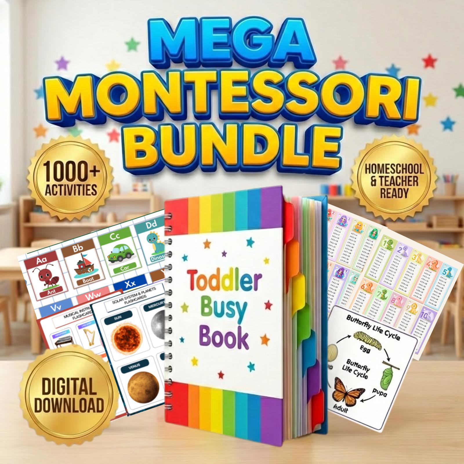 MONTESSORI Preschool BUNDLE, 1000+ Homeschool Activities, Flashcards ...