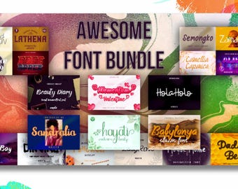 Awesome Font Bundle, Display Font, Cricut Font, Vintage Font, Baby Font, Retro Font - Etsy