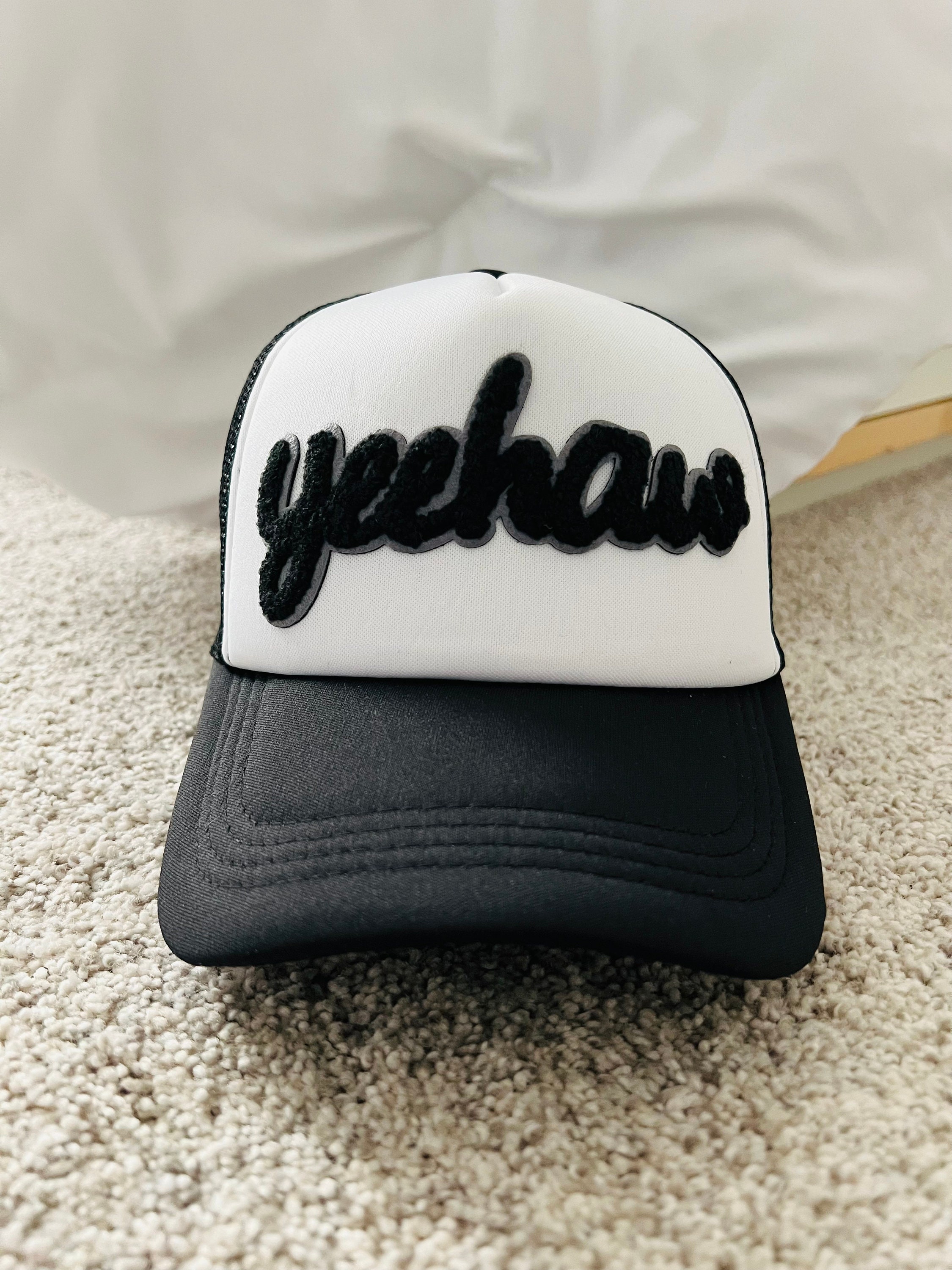 Black Yeehaw Patch Hat - Etsy