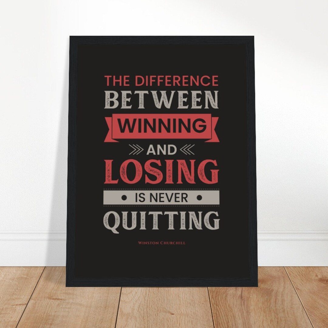 WINNING AND LOSING Motivational Wall Art Premium Wooden Frame Hustle ...