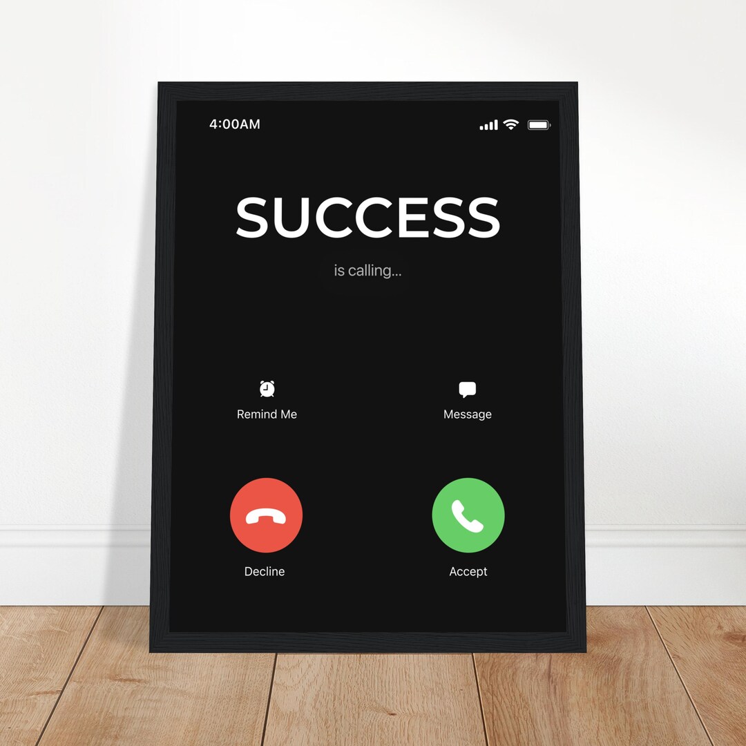 INCOMING CALL SUCCESS Motivational Wall Art Premium Wooden Frame Hustle ...