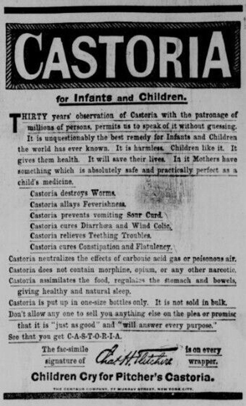 3x Charles H. Fletcher's Castoria Medical Bottle Clear Glass 2"l X 1"w ...