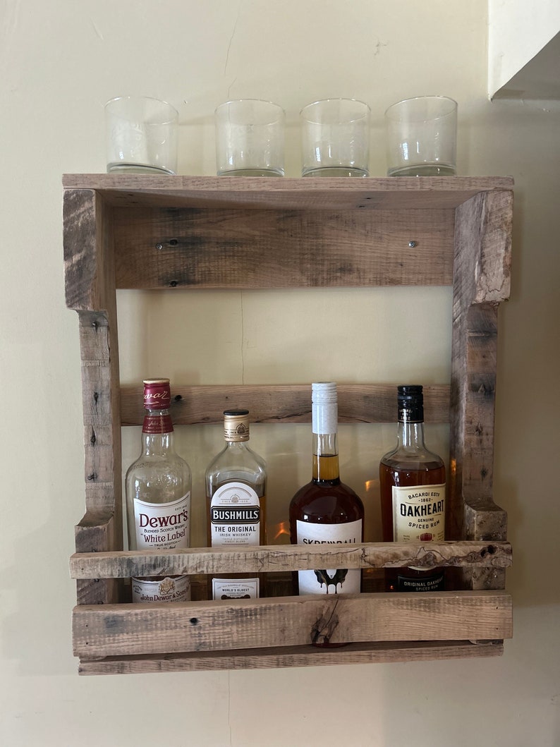 Alcohol Rack Bar Shelf Whiskey Shelf Alcohol Shelf Pallet Wood ...